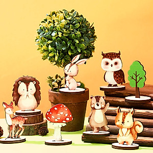 16 Pcs Woodland Animals Wood Table Centerpieces Forest Animals Cutout Shapes Creatures Table Topper for Woodland Camping Baby Shower Birthday Decorations Supplies