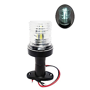 Pactrade Marine 12V Marine Boat Yacht Pontoon Navigation Anchor Light 360 Degrees All Around Nature White LED Splashproof Black Housing USCG Certified Approved (Fixed Base (H=5.5"))