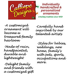 First Christmas Personalized Ornament - Baby Boy or Baby Girl - Calliope Designs - Handcrafted - 4.5" Tall - Customize for Free with Name, Birthdate, Length, Weight