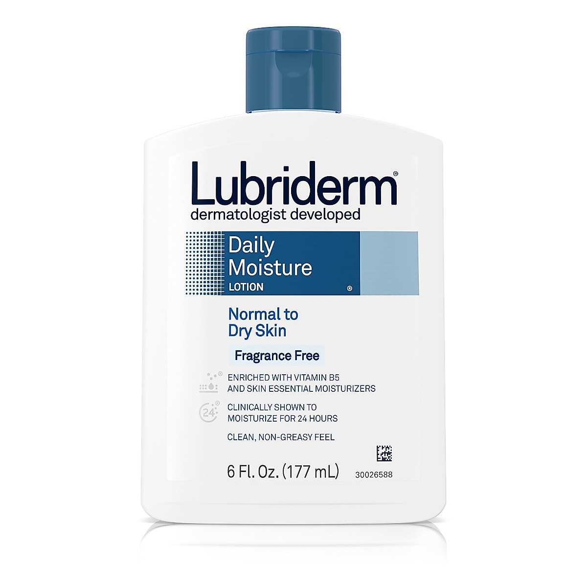 Lubriderm Fragrance Free Daily Moisture Lotion + Pro-Ceramide, Shea Butter & Glycerin, Face, Hand & Body Lotion for Sensitive Skin, Hydrating Lotion for Healthier-Looking Skin, 6 fl. oz, 6 Pack