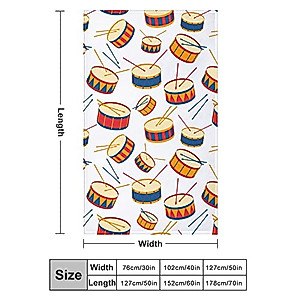 Instruments Drums Throw Blanket for Couch Bed Flannel Lap Blanket Lightweight Cozy Plush Blanket for All Seasons 30"x50"
