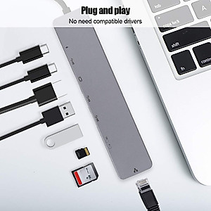 8 in 1 HUB, USB3.0 HDMI HUB Multiport Adapter, Plug-and-Play Memory Card Reader for Laptop with Aluminum Alloy Case.