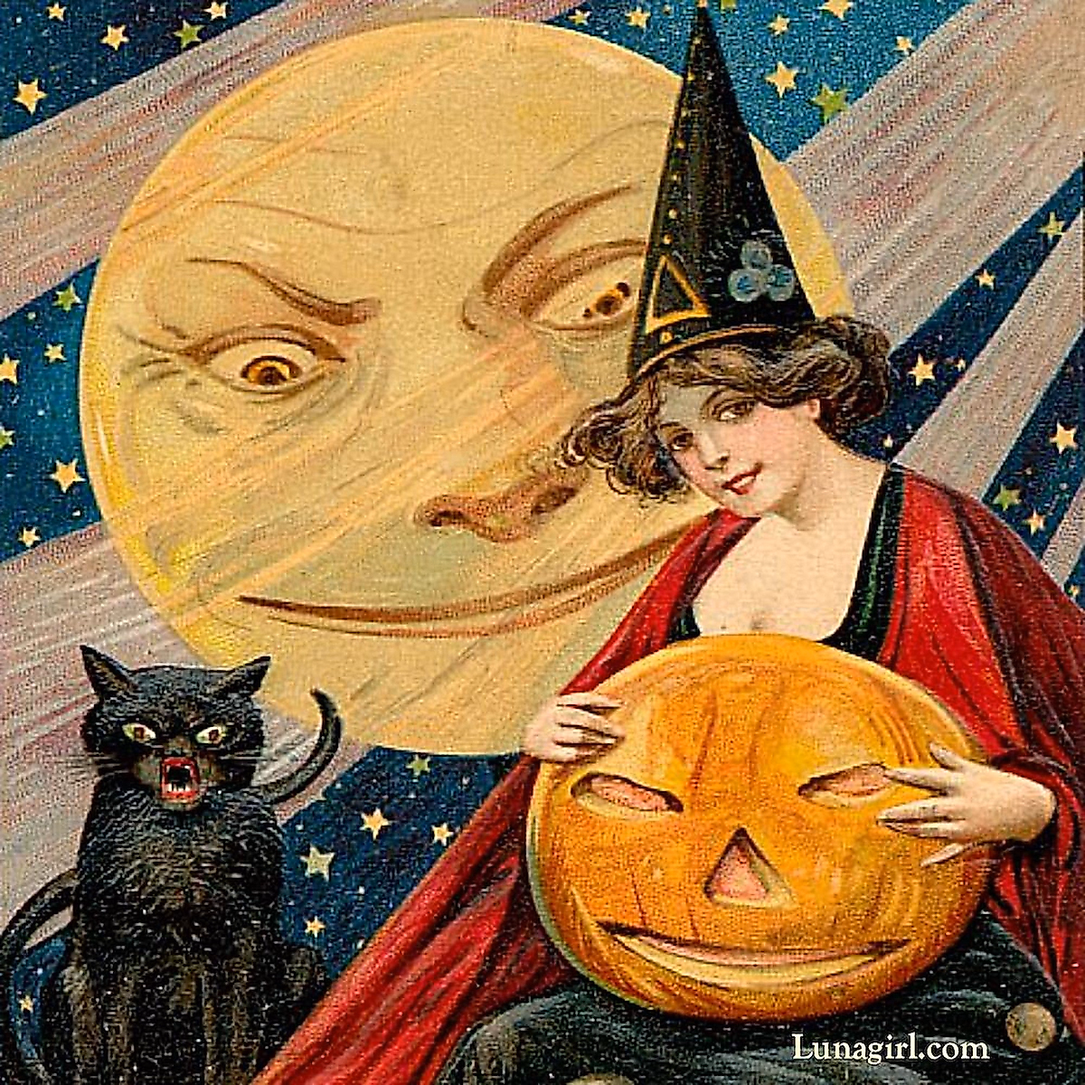 CafePress Vintage Halloween Pretty Witch Lady With Pumpkin.J Ceramic Coffee Mug, Tea Cup 11 oz