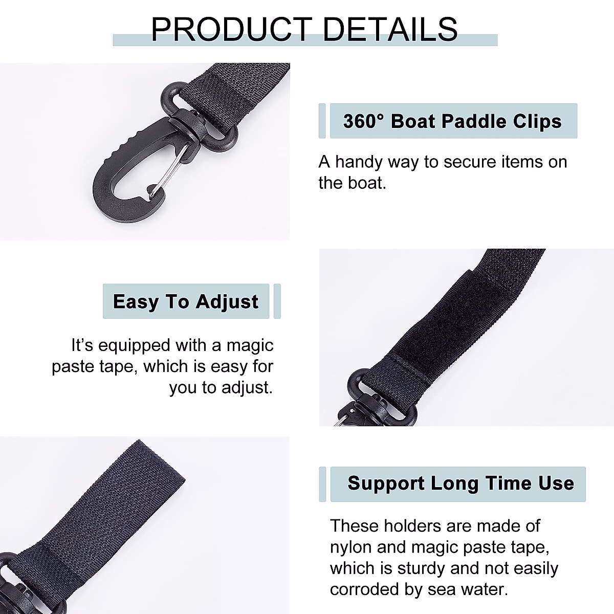 arricraft 4 Pairs Stroller Hooks, Black Stroller Buckle with Magic Taps, 360-degree Rotating, Plastic & Nylon Clasps for Stroller Accessory Shopping Cart Hook Accessories