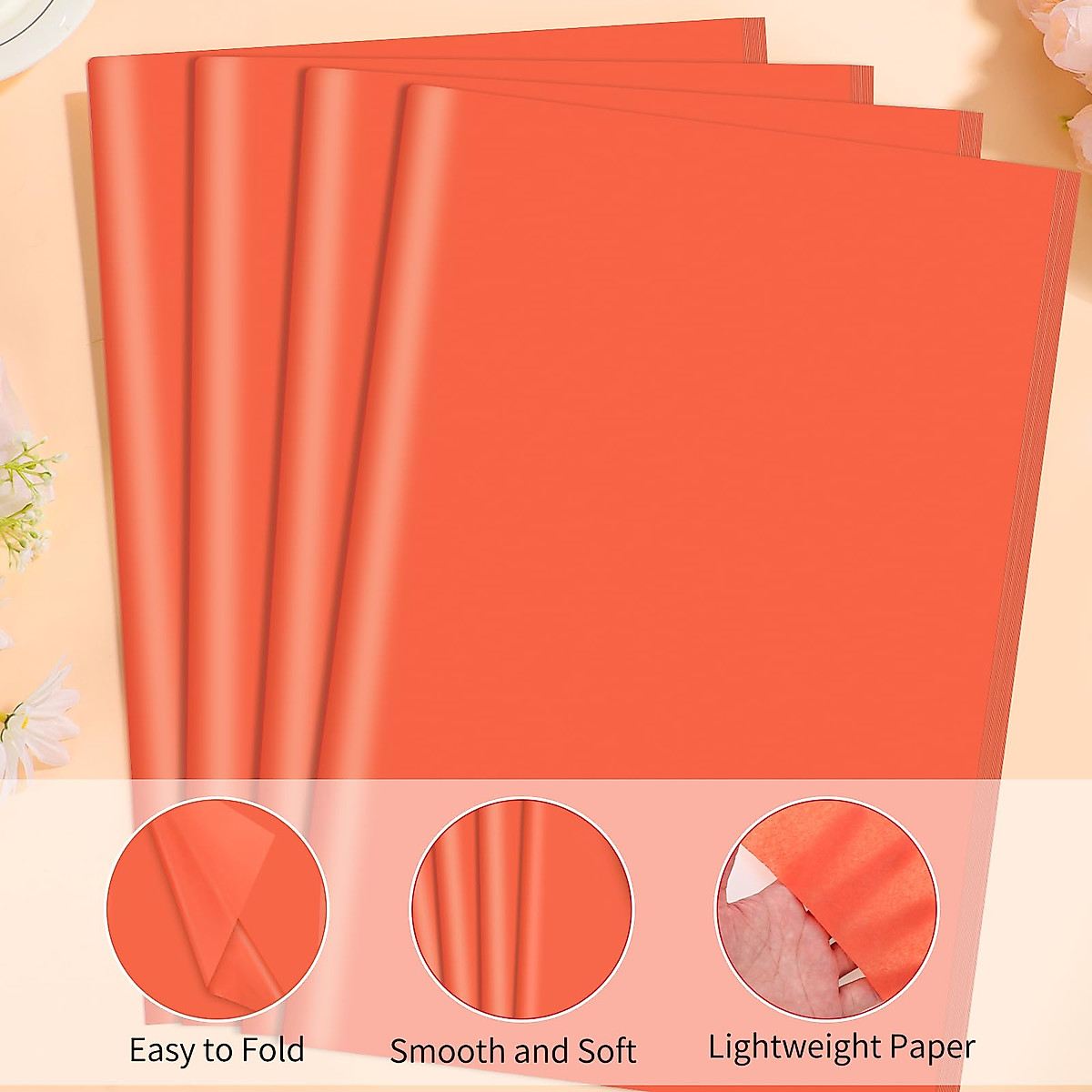 160 Sheets Christmas Tissue Paper 20 X 14 Inches, Thanksgiving Tissue Paper for Gift Bags Oranger Wrapping Tissue Paper Bulk for Crafts Birthday Party Decorations