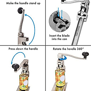 Erinaik Commercial Can Opener Heavy Duty for #10 Cans, 18.5” Manual Table Can Opener with Plated Steel Base, for Large Cans Up to 11”,for Tall Restaurant Hotel Bar Compatible with Edlund