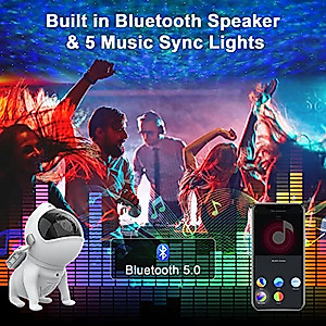 Alexa Galaxy Projector Space Dog with 360 ° Adjustable Design, Smart Star Projector Work with Google Siri, Proyector de Estrellas Astronauta Perro w/ 8 White Noises, Bluetooth Speaker, Timer
