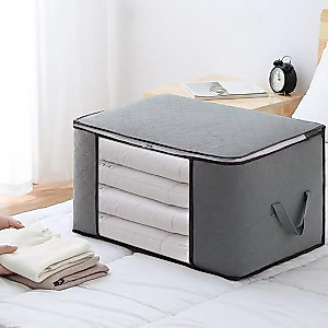 ZB.soar Enlarged Clothing Storage Bags,2Pcs 90L Thickened Storage Bags for Bedroom with Reinforced Handle Thick Fabric for Comforters, Blankets, Bedding, Foldable with Sturdy Zipper