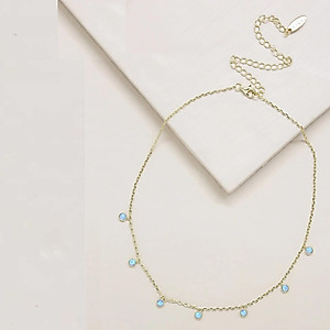 Ettika Choker Necklace for Women. Fine Tune Blue Opal 18k Gold Plated Necklace. Fashion Jewelry