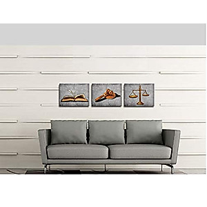 HOMEOART Lawyer Office Decor Painting Black and White Canvas Prints Framed Ready to Hang 12"x16"x3 Panels