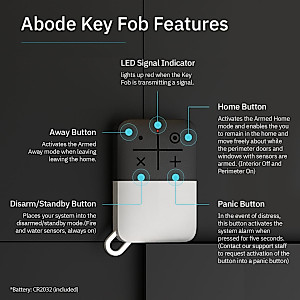 Abode Key Fob | Arm & Disarm Your abode System On The Go with The Touch of a Button - Works with All Abode Security Systems