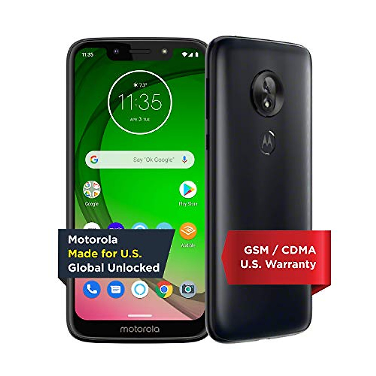 Moto G7 Play with Alexa Push-to-Talk – Unlocked – 32 GB – Deep Indigo (US Warranty)
