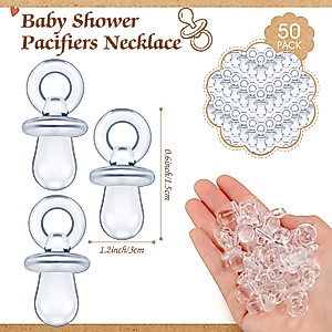 Thyle 51 Pcs Pacifier Hunt Baby Shower Games Include Hunt Sign and 50 Acrylic Pacifiers for Baby Shower Game Decoration Gift Sets Gender Reveal Party Decor(Kraft)