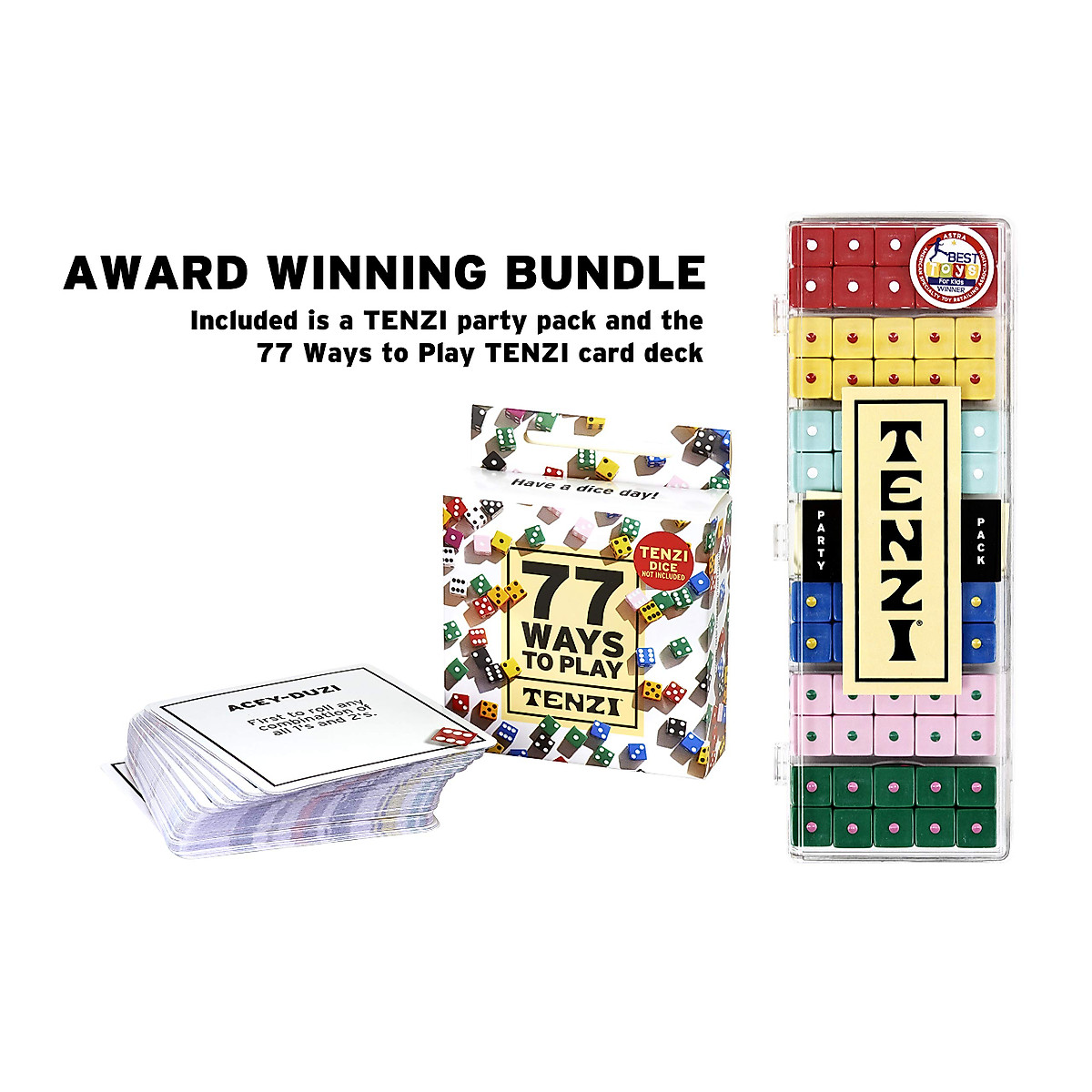 TENZI Party Pack Dice Game Bundle with 77 Ways to Play A Fun, Fast Frenzy for The Whole Family - 6 Sets of 10 Colored Dice - Colors May Vary
