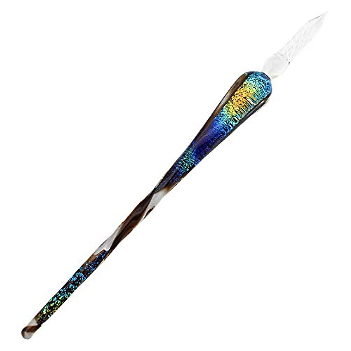 Xiaoyu Glass Dip Pen Vintage Handmade Glass Signature Pen Starry Sky Crystal Dip Sign Pen Gift Calligraphy Pen - E