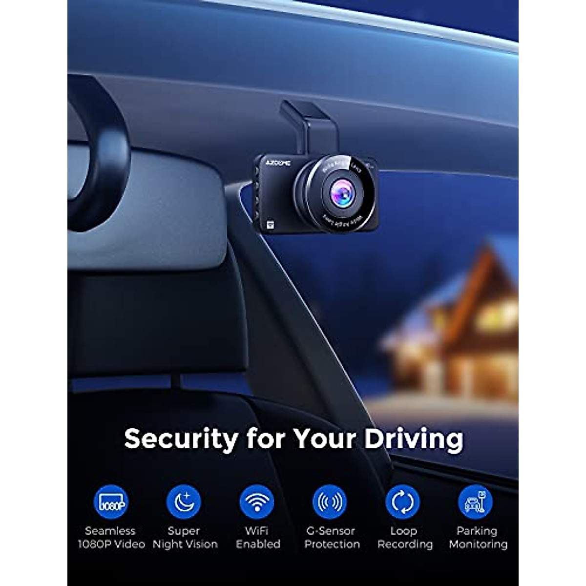 AZDOME M17 WiFi Dash Cam with APP 1080P FHD DVR Car Driving Recorder 3 Inch IPS Screen Dashboard Camera 150° Wide Angle, G-Sensor, Parking Monitor, Loop Recording, Super Night Vision