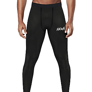 Hawk Sports Mens Compression Pants Base Layer Running Workout Muay Thai Jiu Jitsu MMA BJJ Spats Leggings Tights for Men (Black, 32'' Waist)