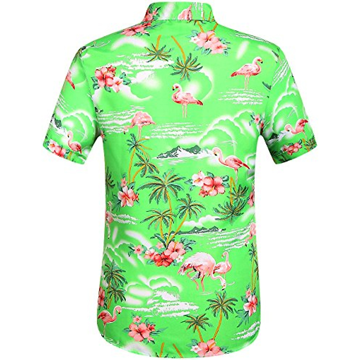 SSLR Mens Hawaiian Shirt Flamingos Casual Short Sleeve Button Down Shirts Aloha Shirt (X-Large, Light Green)