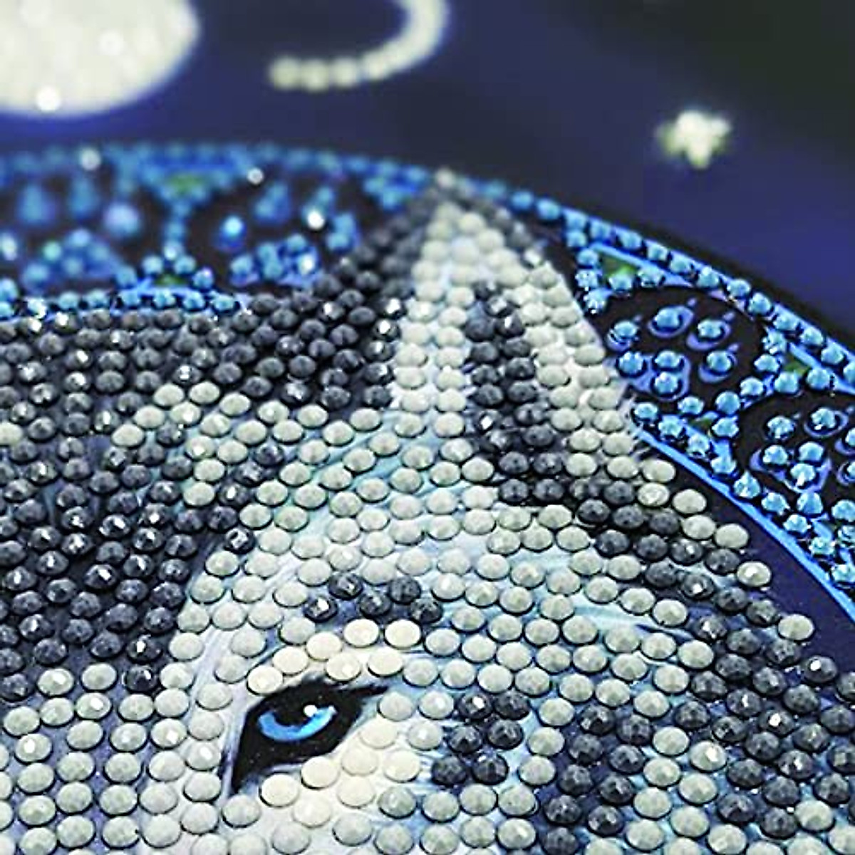 Crystal Art Diamond Painting Notebook - Lunar Wolf - Create a Sparkling Notebook Cover Using Crystals - for Ages 8 and up