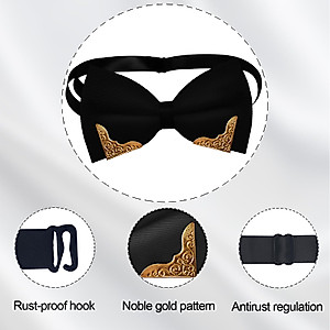 MENDENG Black Bow Ties for Men and Women Gold Metal Adjustable Wedding Bowtie