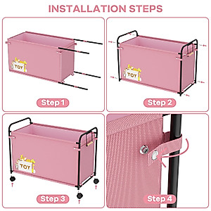 AIJIAMEIER 180L Kids Extra Large Toy Box with Wheels & Handle, 31.5” x 15.7” x 23.2” Big Toy Chest for Boys Girls, Toy Storage Organizer for Stuffed Animals, Playroom, Living Room Area(Pink, 1PC)