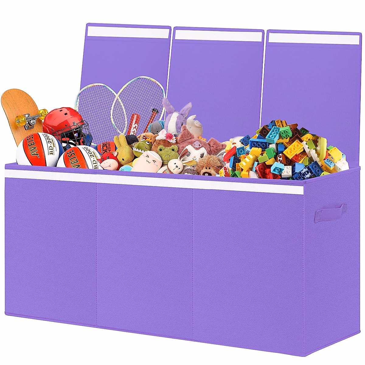 Pantryily Extra Large Toy Box for Girls Boys - Collapsible Toy Chest Boxes Organizers and Storage for Nursery,Playroom,Office (Violet) 35.8"x12.6"x16"