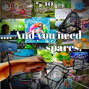 Aquarium Betta Fish Net Protect Delicate Fin, Soft Fine Deep Mesh Scooper w/Sturdy Extendable 7~14 Inch Stainless Steel Long Handle for Shrimp Fish Tank Small Pond & Pool (5 Inch Aquarium net)