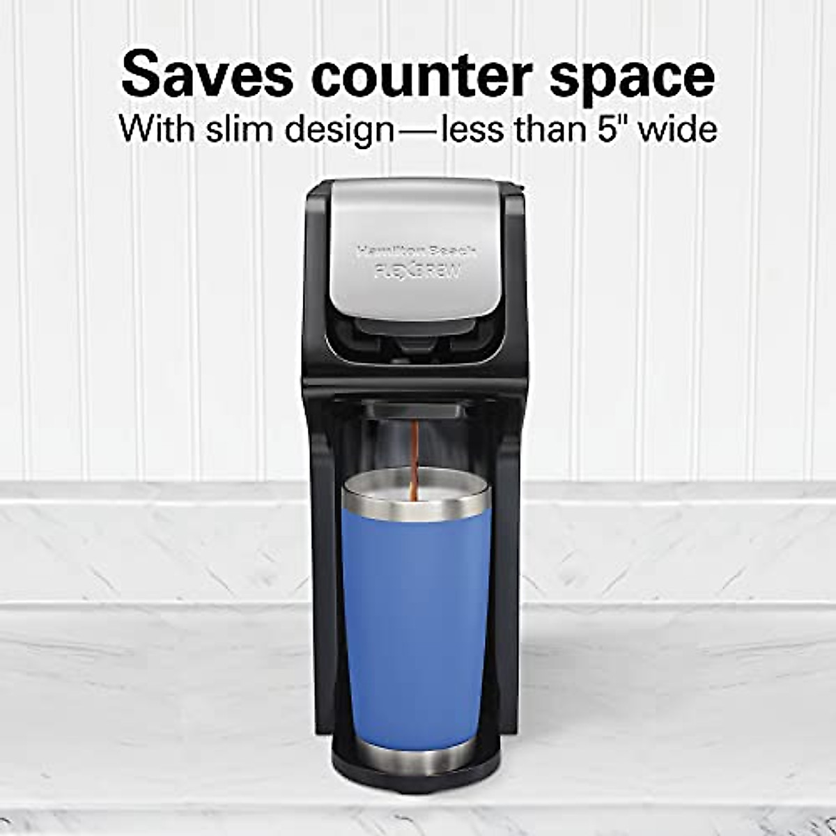 Hamilton Beach 49900 FlexBrew Single-Serve Coffee Maker Compatible with Pod Packs and Grounds, 8 ounces, Black-Fast Brewing