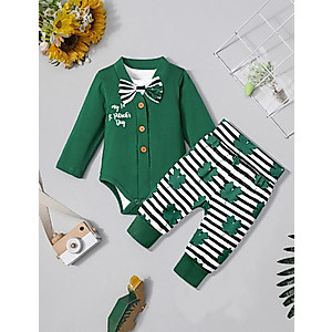 WIQI my first St. Patrick's Day baby boy outfit white short sleeve shirt trousers St. Patrick's Day baby boy clothes