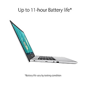 ASUS Chromebook CX1, 15.6" Full HD NanoEdge Display, Intel Celeron N3350 Processor, 64GB eMMC Storage, 8GB RAM, Chrome OS, Transparent Silver, CX1500CNA-AS84F