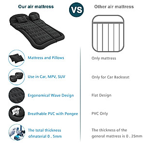 ISWEES Car Air Mattress,Camping Air Mattresses,Car Bed,SUV Air Mattress with Electric Pump,Two Piers and 2 Pillows,Car Inflatable Mattress- Flocking & PVC,Car Sleeping Bed for Home,Outdoor and Travel