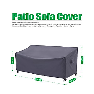 F&J Outdoors Heavy Duty Waterproof UV Resistant I Shape 3Seater Patio Sofa Cover,Grey,82Wx39Dx36H in