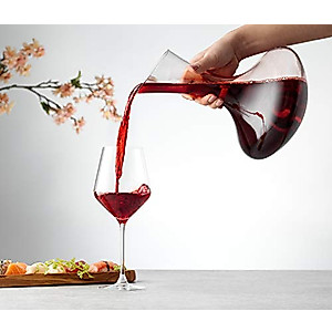 JoyJolt Lancia Wine Decanter Crystal Wine Aerator Handmade Base Glass Pitcher Ultra Elegant Design Easy Pour Slanted Spout for Wine 1200ml (40 fl.oz)