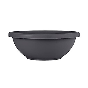 The HC Companies 14 Inch Large Garden Bowl Planter - Shallow Plant Pot with Drainage Plug for Indoor Outdoor Flowers, Herbs, Warm Gray