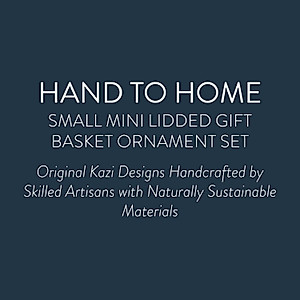 KAZI Small Mini Lidded Gift Basket Set, Artisan Made with Sisal, Eco-Friendly (Set of 2 Green Stripe)