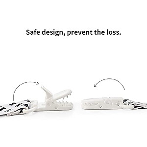 PandaEar Baby Pacifier Clips Solid Color, 4 Pack Universal Holder Leash for Boys and Girls, Teething Toys Teethers (Neutral)