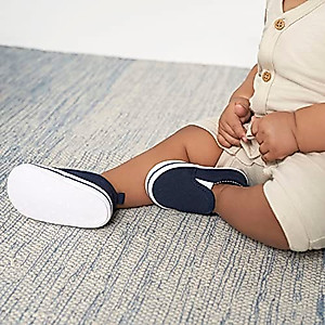 Gerber Kids Newborn Infant Toddler Boy and Girl Slip-On Sneaker Crib Shoe, Navy, 5 US Unisex