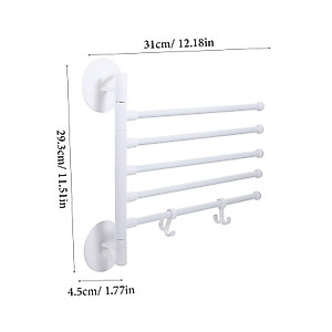 PRETYZOOM 1 Set Drying Rack Swivel Towel Rack Coat Hangers Towels Towel Bar Bath Towel Rack Towel Rod Towel Hanging Shelf Kitchen Towel Rack White No Punching Dishcloth to Rotate Rubber