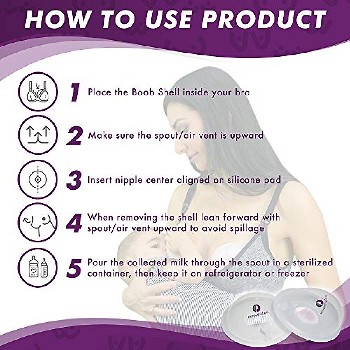 New Model with Plugs! Breast Shell & Milk Catcher for Breastfeeding Relief (2 in 1) Protect Cracked, Sore, Engorged Nipples & Collect Breast Milk Leaks During The Day, While Nursing or Pumping