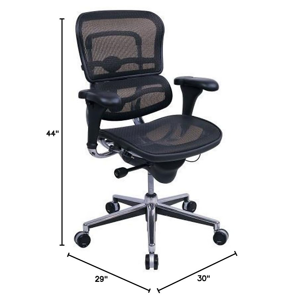 Eurotech Seating Ergohuman Mid Back Mesh Swivel Chair, Black