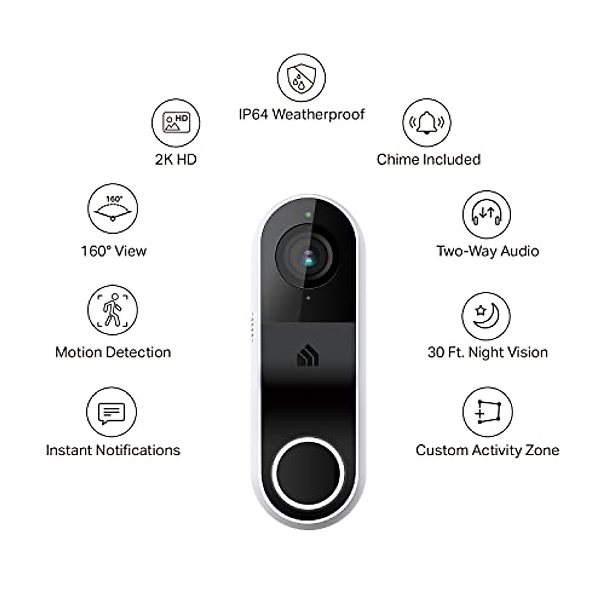 Kasa Smart Video Doorbell Camera Hardwired w/ Chime, 3MP 2K Resolution, 2-Way Audio, Real-Time Notification, Cloud & SD Card Storage, Alexa & Google Assistant Compatible (KD110), White, Black