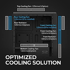 Zalman - S2 - ATX Mid-Tower PC Case - Full Acrylic Side Panel - Mesh Front Panel - 3x Case Fan 120mm Pre-Installed, Black