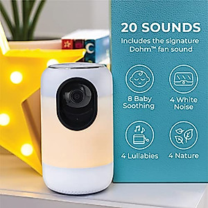 Ohma Smart Baby Monitor, White Noise Sound Machine, Night Light, Temperature & Humidity Sensor, Wireless Talk & Listen, App & WiFi Enabled Video Camera, Baby Essentials & Baby Registry Must Have