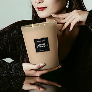 HomeLights Scented Candles, Candles for Home Scented, Large Jar Aromatherapy Candles, Natural Soy Wax, 130 Hours Long Burning Candles Gift, Whipped Vanilla Cake