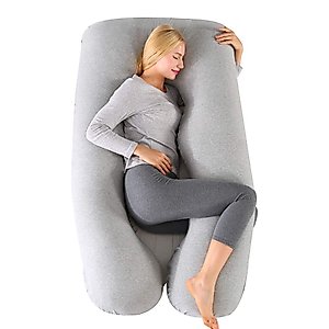 Pregnancy Body Pillows for Sleeping, Shredded Memory Foam U Shaped Full Body Pillow for Adults, Maternity Pillows for Women, Support Neck, Back, Belly, Legs, Hip, Removable Cover(Light Grey)