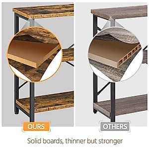 Yaheetech 55 Inch Console Table, Industrial Entryway Table with 3-Tier Storage Shelves, Sofa Table Narrow Long for Living Room, Entryway, Hallway, Foyer, Metal Frame, Rustic Brown