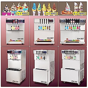 Kolzayier ETL Commercial 7(4+3 Mixed) Flavors Soft Ice Cream Machine,Floor Style Heavy Duty Soft Serve Ice Cream Maker,17 gallon/Hour,Upper Tanks Refrigerated,full Transparent Dispenser Set