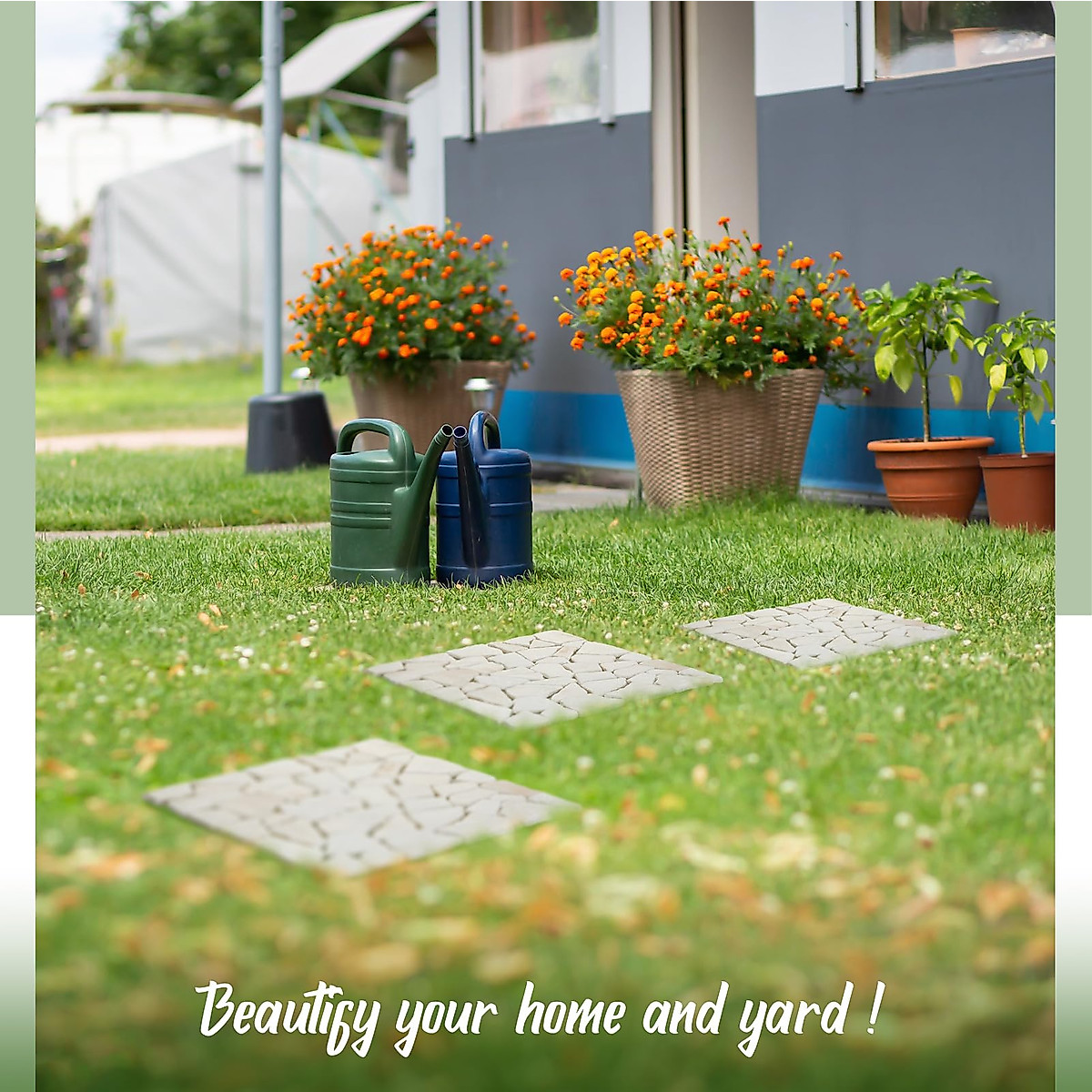 Sasylvia 6 Pcs 12 Inch Stepping Stones Outdoor Square Marble Riverstone Decorative Pathway Stepping Stones for Garden Walkway Pathway Outdoor Lawn Yard Decorations