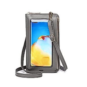 ISYSUII Crossbody Case for Moto G Power 2021 Wallet Case Touch Screen Cell Phone Purse with Credit Card Holder Adjustable Shoulder Strap Leather Handbag Clutch for Women Girls,Grey