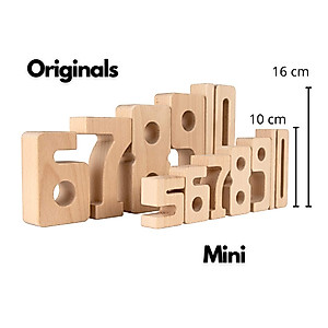 SumBlox Mini (Starter Set) - 38 Mini Math Building Blocks, STEM Solid Wood Educational Numbers. Includes Wooden Box, and 36 All-New Activity Cards.